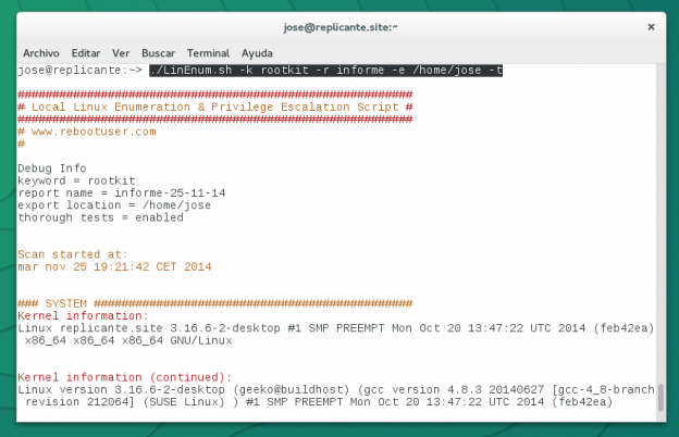 LinEnum permite detectar vulnerabilidades por escalada de privilegios ...